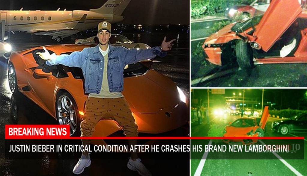 Justin Bieber In Critical Condition After He Crashes His Brand New ...